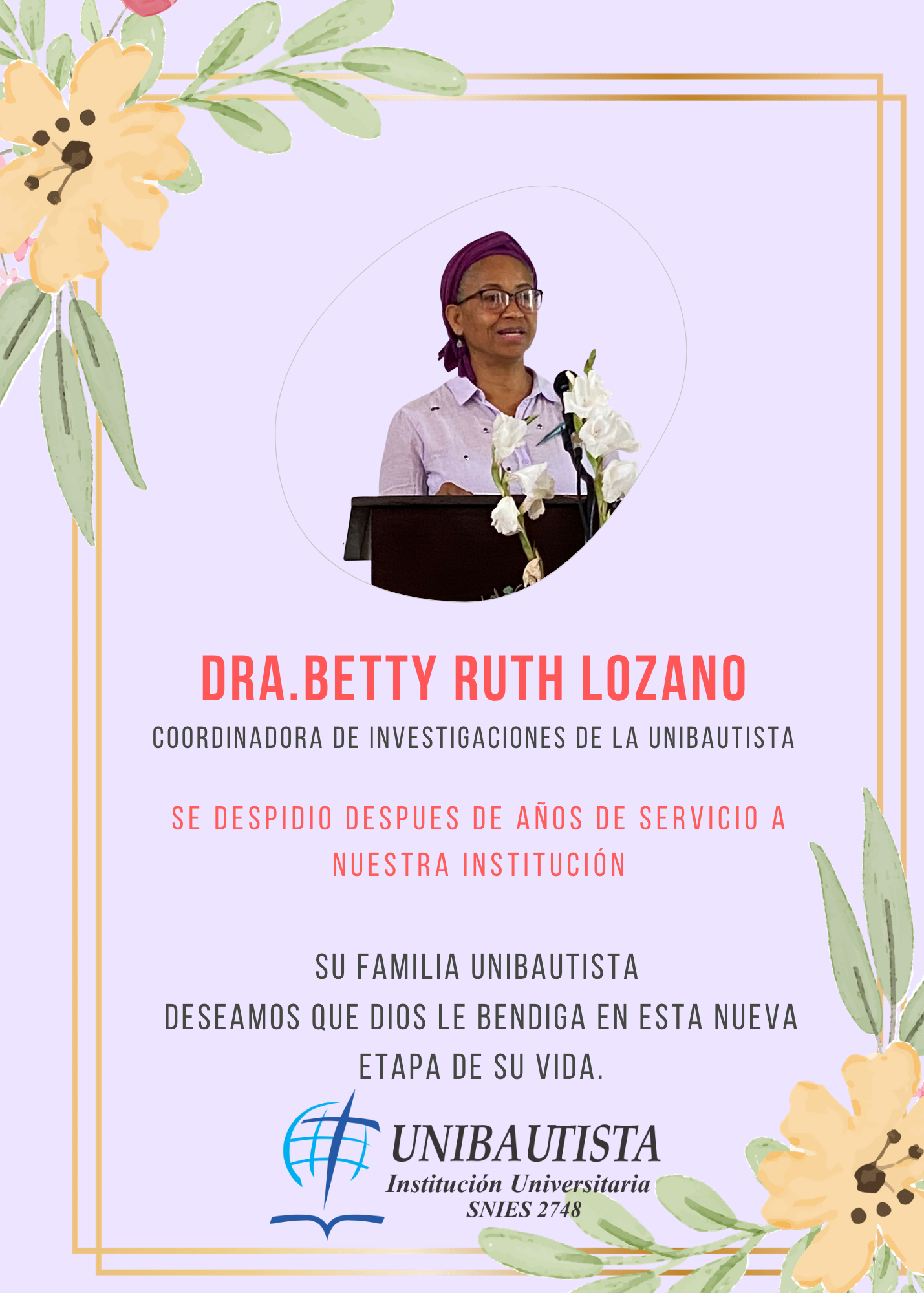 Despedida Betty Ruth – Unibautista